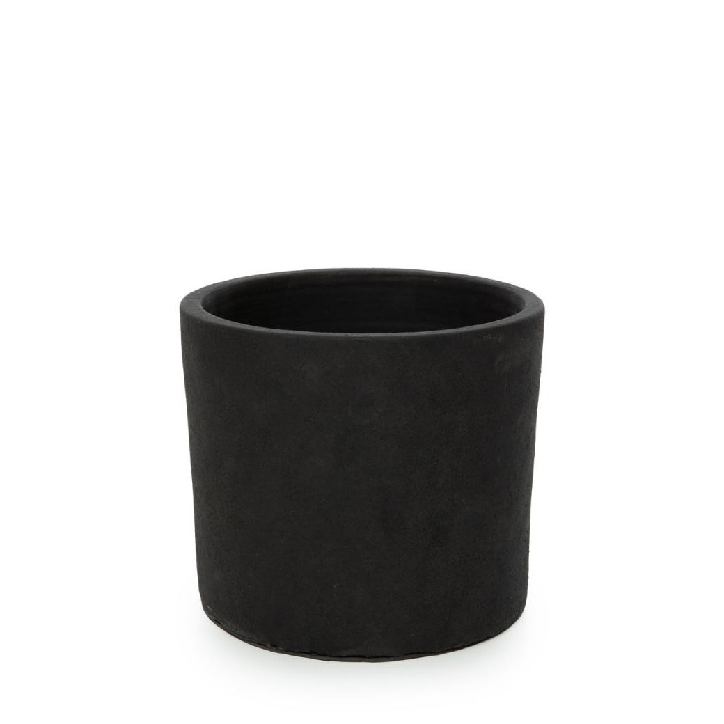 Cache-pot sur pied bas teck - Noir Naturel - 36cm