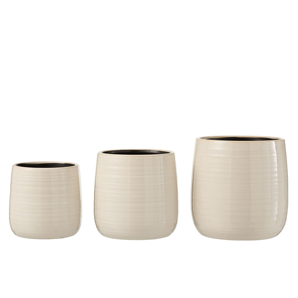 Cache-Pot Uni Ceramique Blanc Grande Taille J-line | Plante-ta-deco.com