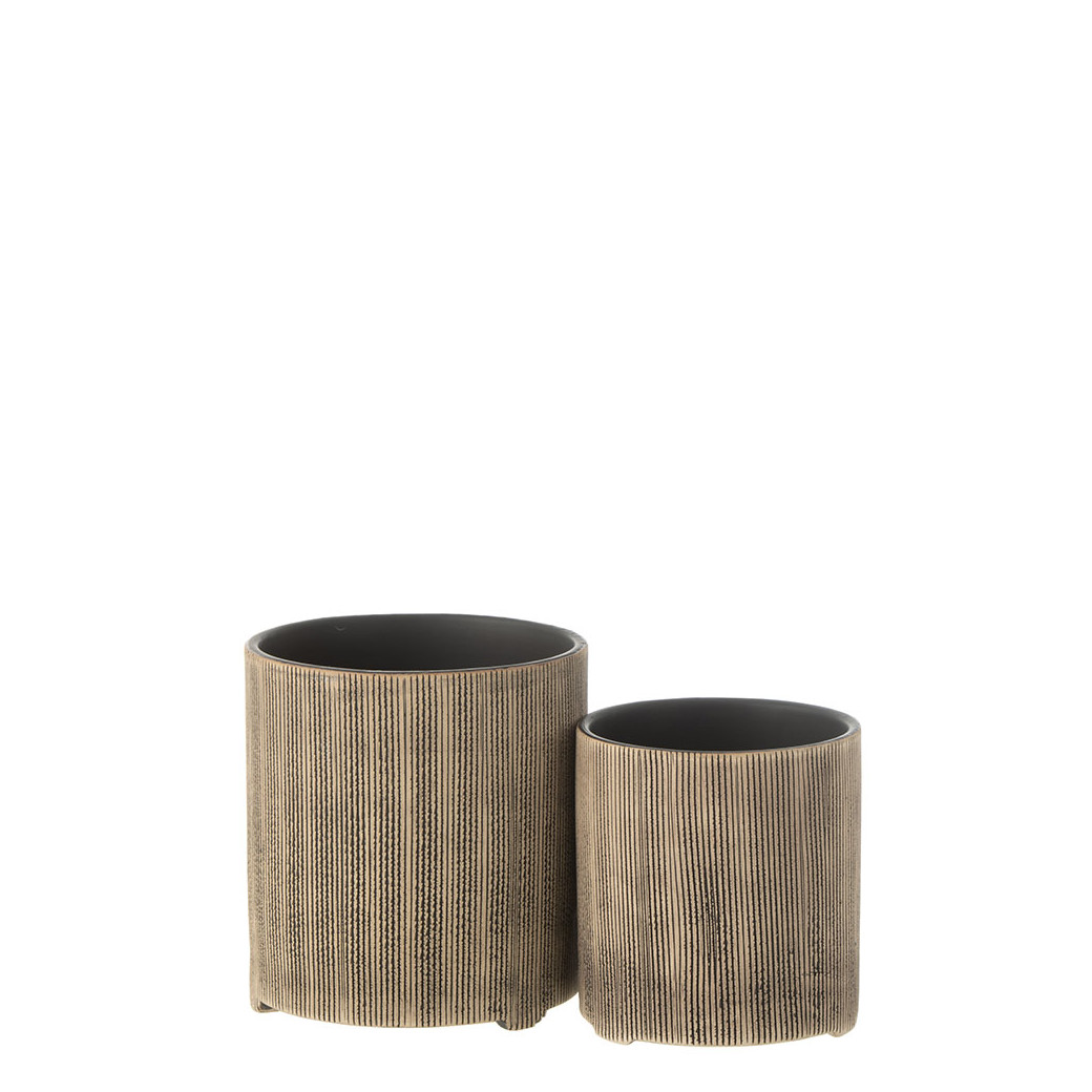 Cache-Pot Pot Maria Rond Ceramique Marron Grande Taille J-line | Plante ...