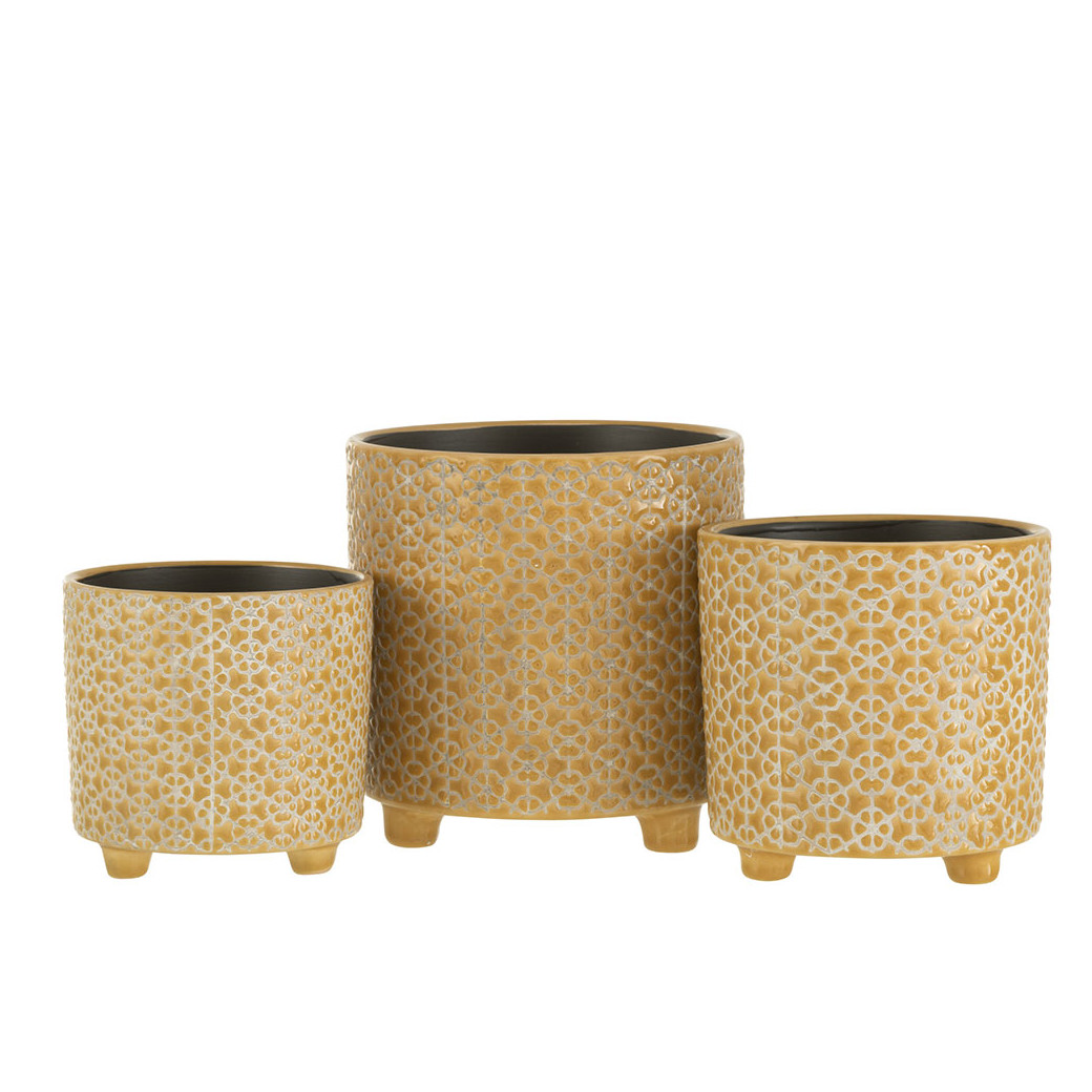 Cache-Pot Fleur Ceramique Ocre Grande Taille J-line | Plante-ta-deco.com