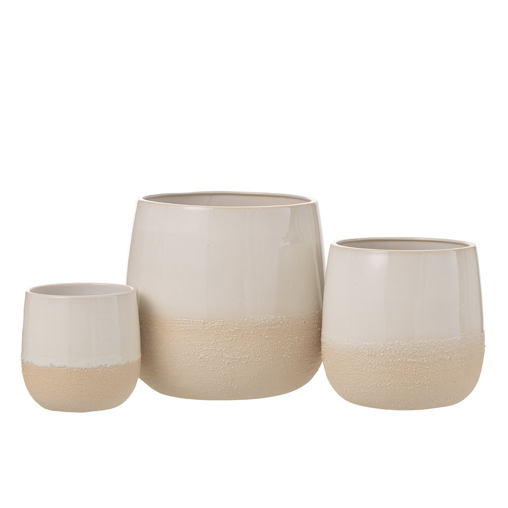 Cache-Pot Pot Sable Ceramique Beige Grande Taille J-line | Plante-ta ...