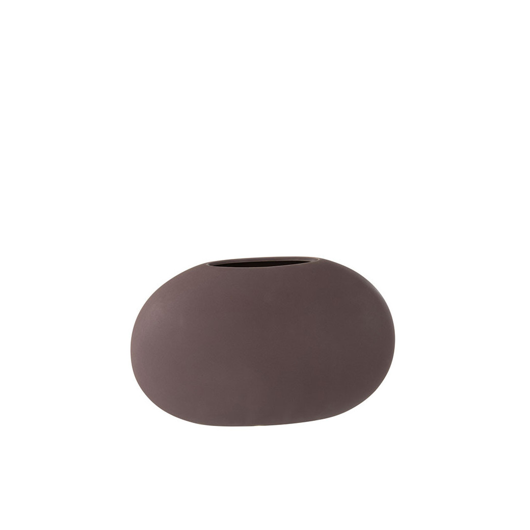 Vase Ovale Plat Ceramique Mauve Fonce J-line