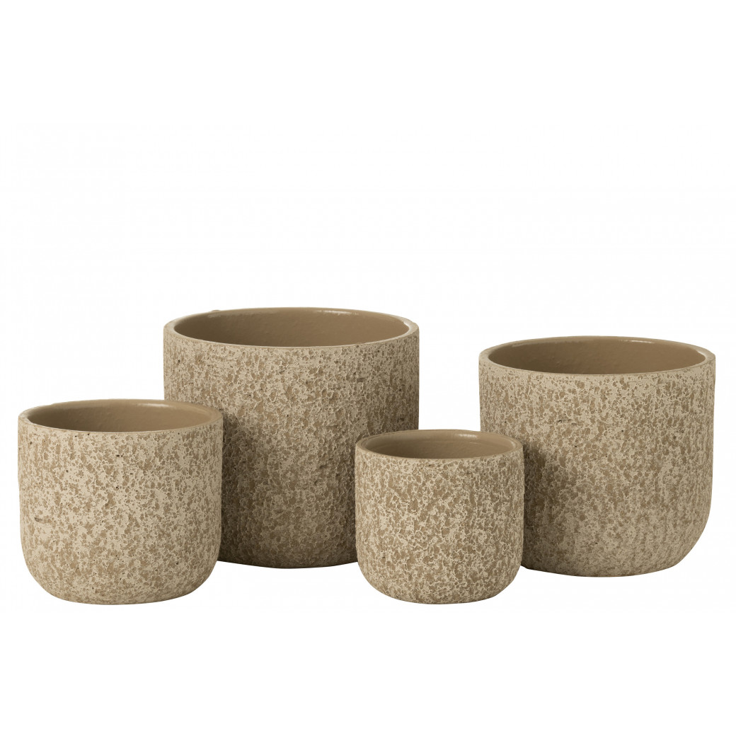 Cache-Pot Pot Sable Ceramique Beige Grande Taille J-line | Plante-ta ...