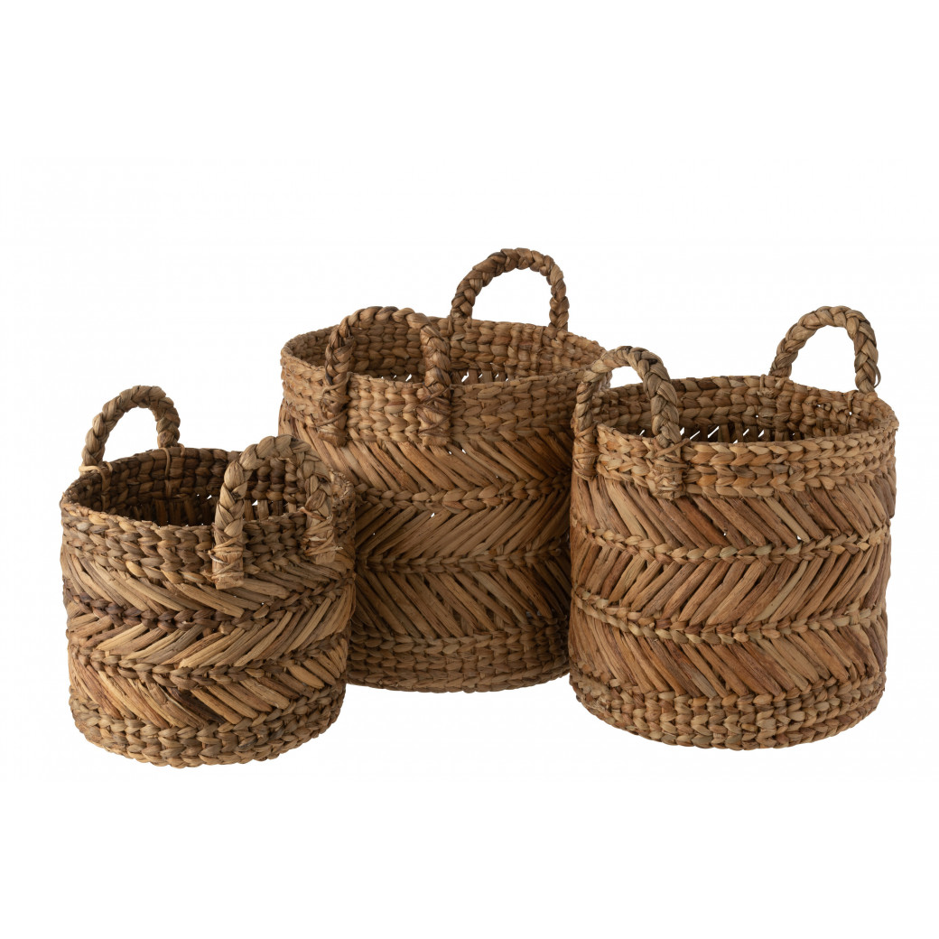 Set 3 Panier Tresse Raffia Naturel J-line