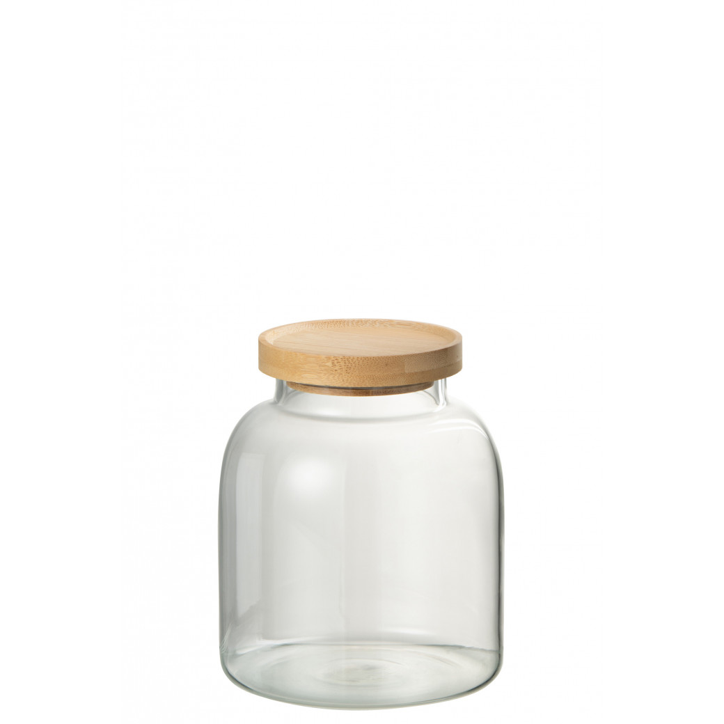 Pot En Verre Tom Verre/Bamboo Transparent/Naturel S J-line