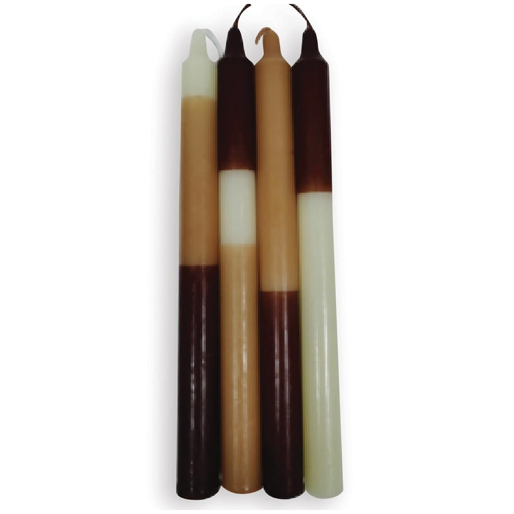 Bougies Longues Bicolores Marron Set de 4 Opjet