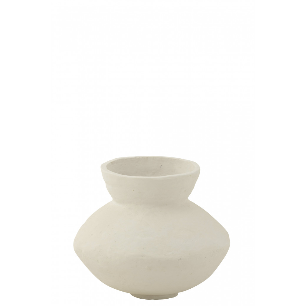 Pot Col Papier Mache Blanc J-line 40840