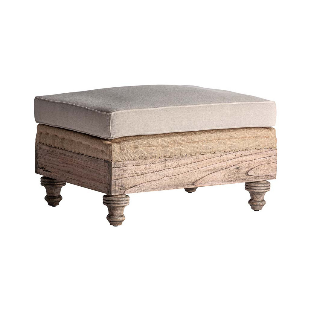 Repose-Pieds Retz Crème en Bois De Mangue 80cm 28976 Vical Home