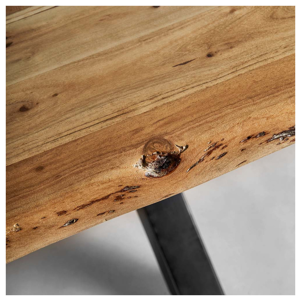 Table De Bar Viborg Noir Naturel en Bois De Teck 150cm 30111 Vical Home