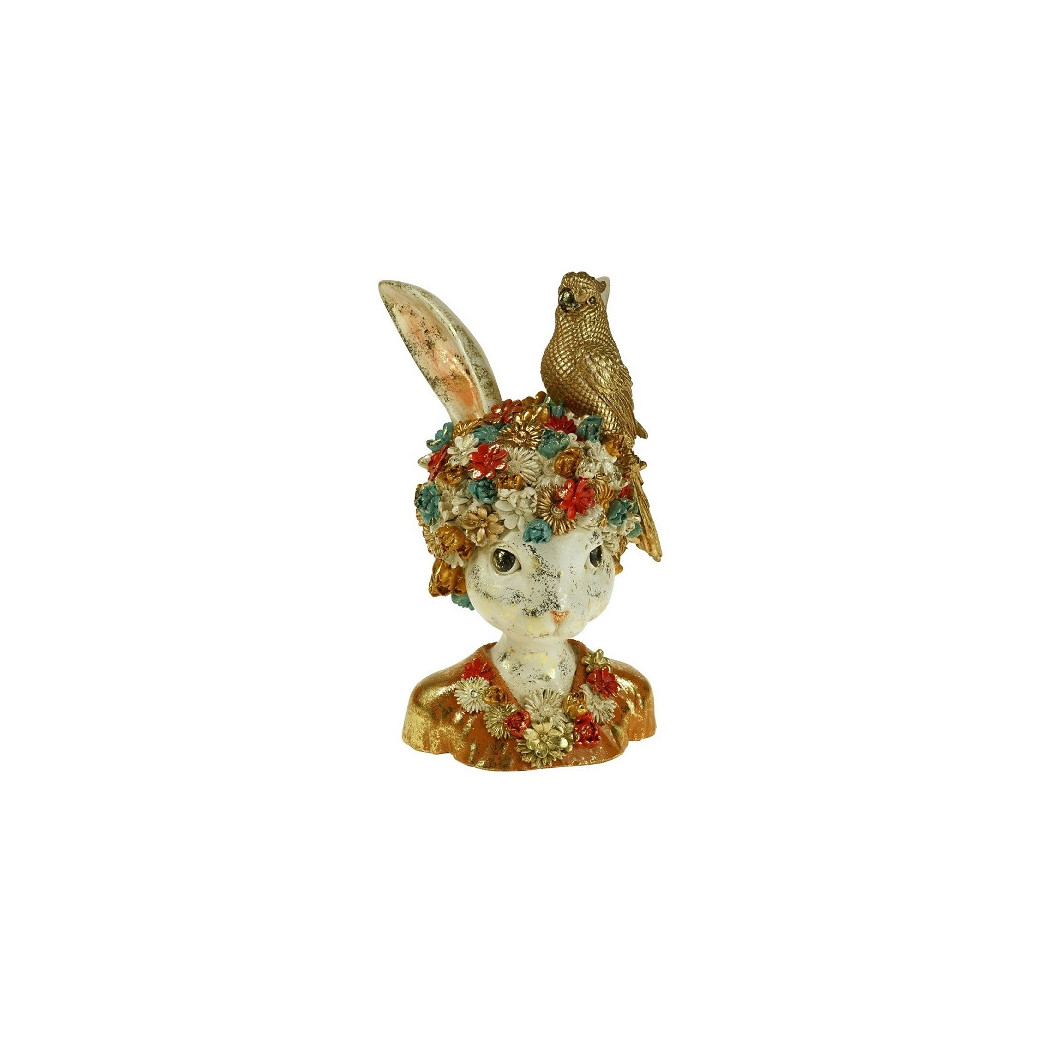 Buste de lapin Wanda avec oiseau multicolore Baroque Pâques Werner Voss ...