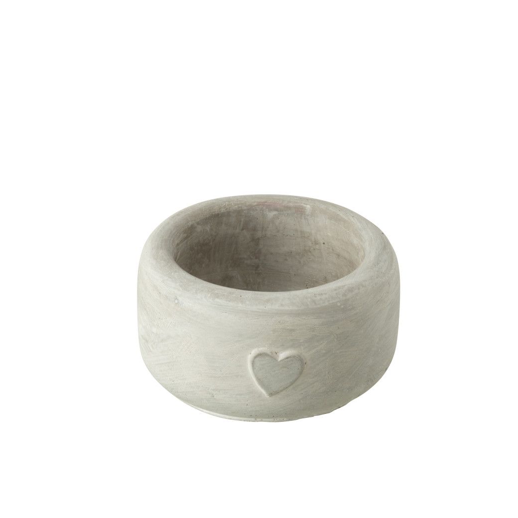 Cache-pot Coeur Ciment Gris S J-line 43060