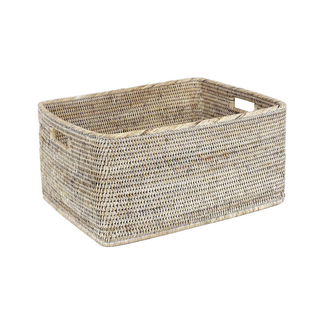 Corbeilles de rangement en rotin blanc Aubry Gaspard CRA298S