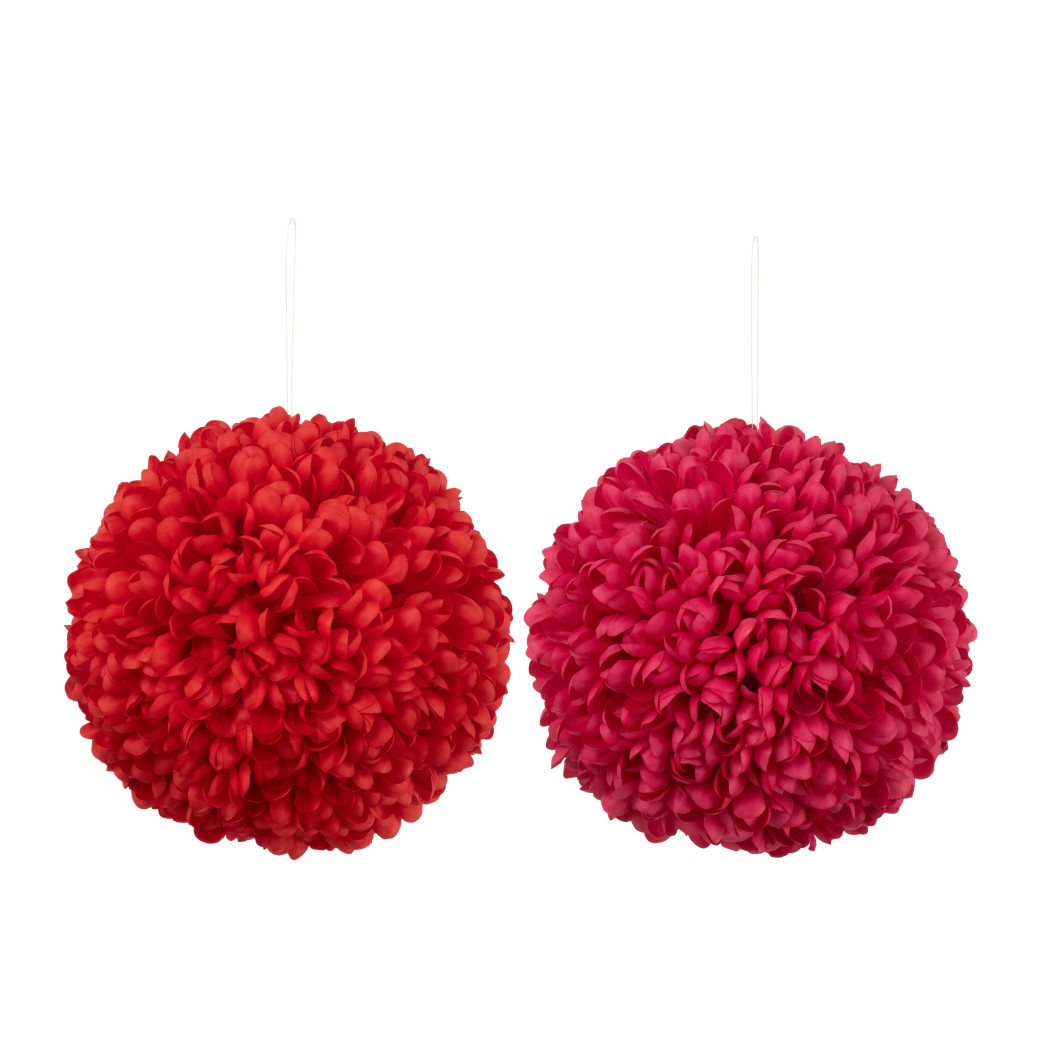 Fleur Boule Dia 30Cm Artificiel Rose / Rouge x2 J-Line 54357