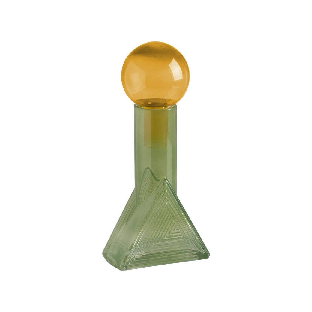 Bouteille vert jaune verre. 16.8x16.8x33.5 cm Ixia 614170