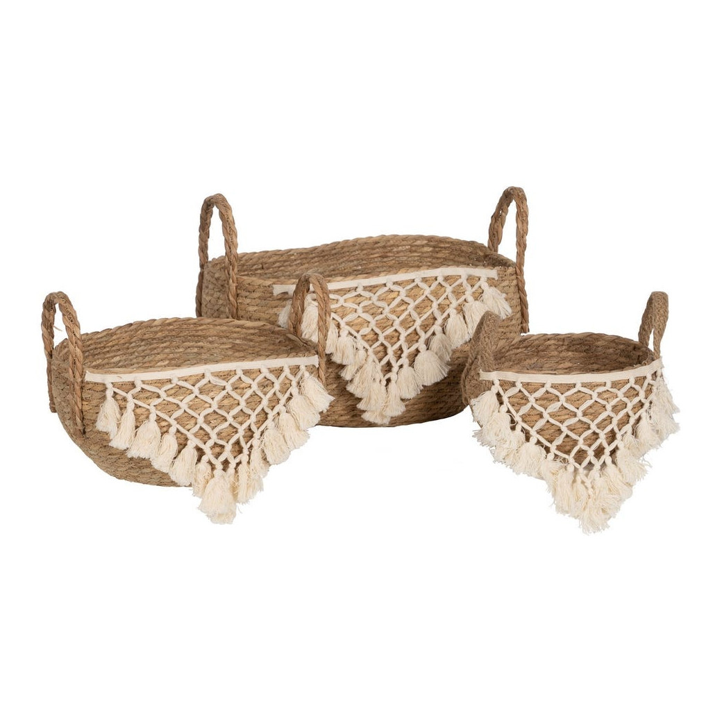 Paniers naturel blanc 25x25x19 cm set de 3 Ixia 611219
