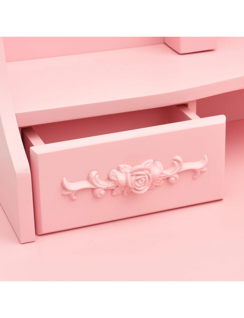 Coiffeuse Rose Pieds Baroque Avec Tabouret Et 3 Miroir Pliable | Plante ...