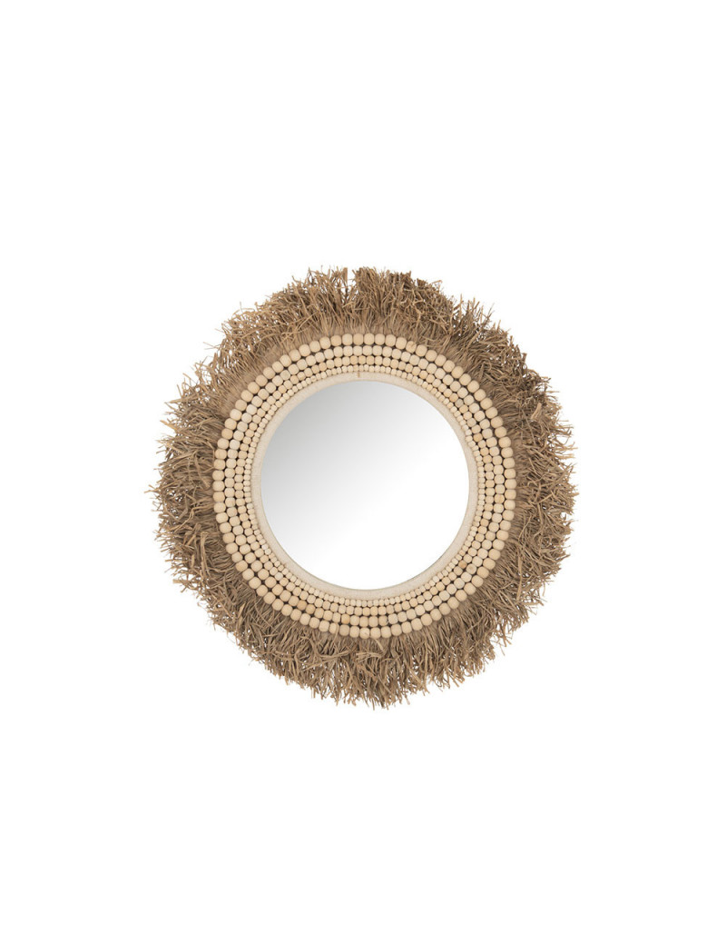 Miroir Beni Rond Perles Alabasia Bois Raphia Naturel Grande Taille J ...