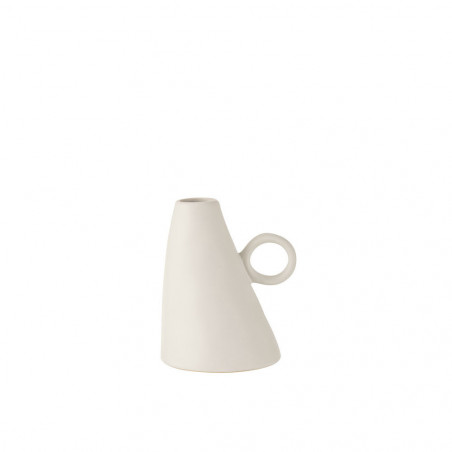 Vase Incline Ceramique Blanc J-line | Plante-ta-deco.com